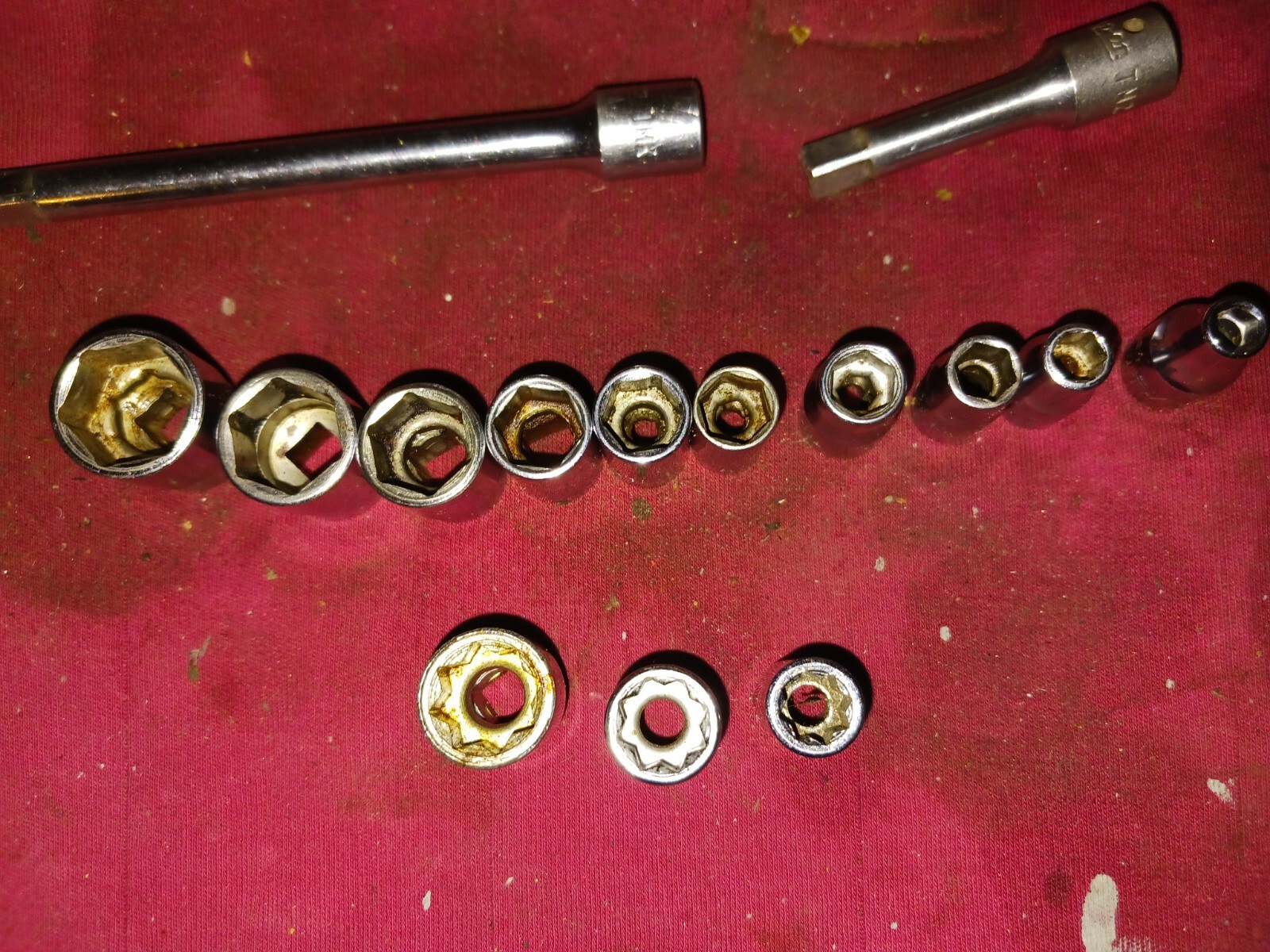 Vintage Snap On Socket Set 1/4" Dr 10pcs 3/16"-9/16" 6pt NICE!+ 2 exts ...