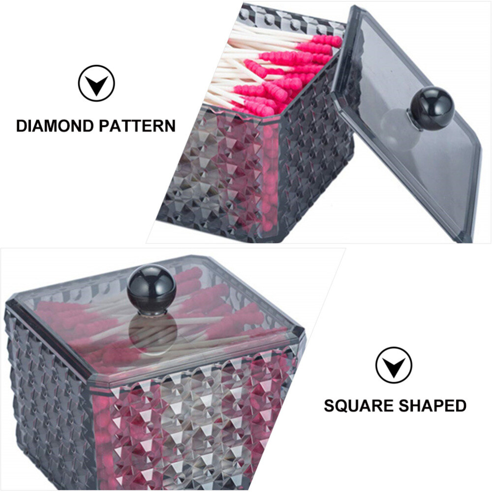 Acrylic Cotton Swab Box Container Pads Holder Makeup Organizer Jar | eBay