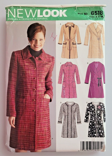 New look Sewing Pattern 6518 Misses Lined Coats Six Styles Size 8-18 ...