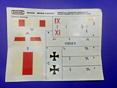 Vintage Scalemates EMHAR EM4003 MEDIUM A WHIPPET Waterslide Decal Only ...