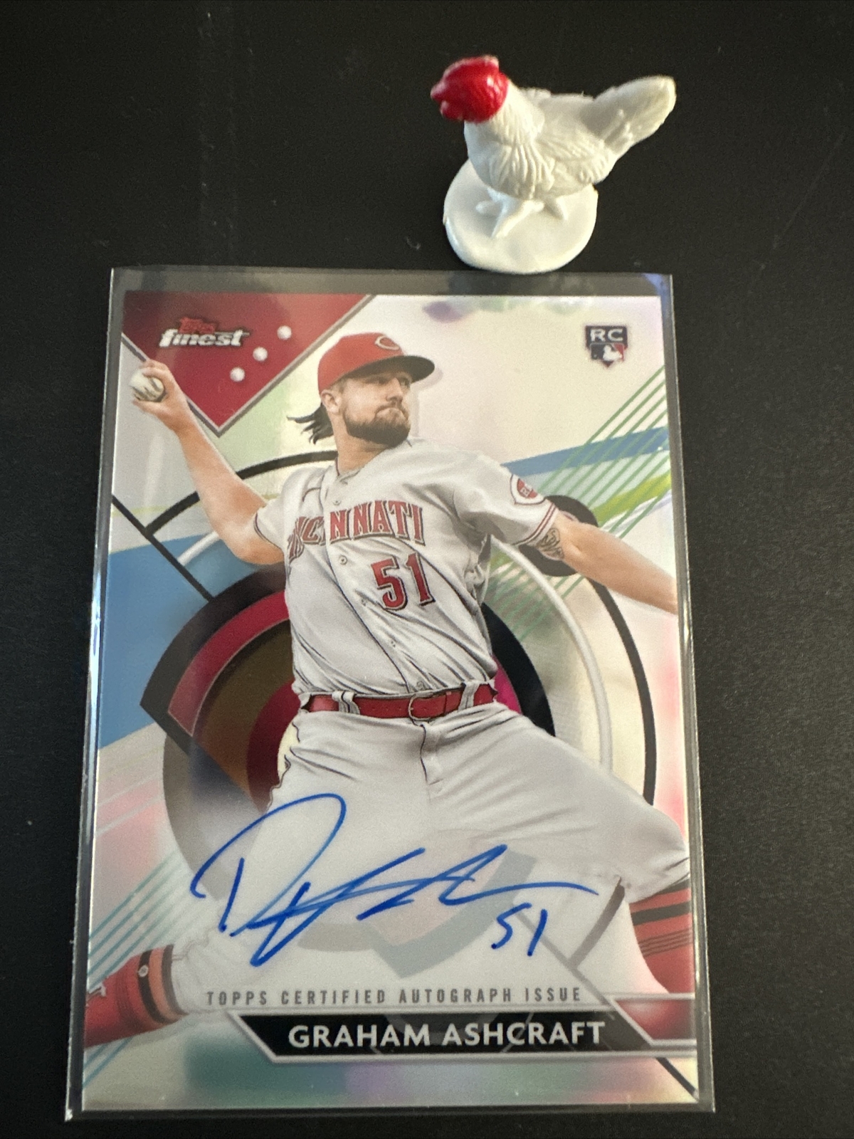 2023 Topps Finest Baseball Graham Ashcraft Refractor RC Auto Cincinnati ...