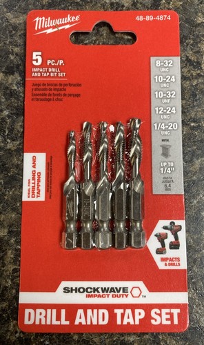 NEW Milwaukee Shockwave Impact Drill and Tap Bit (5 Piece) 48-89-4874 ...