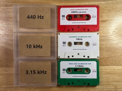 Set of 3 Test/Calibration audio cassette tapes: Level(ANSI 0dB), Speed ...