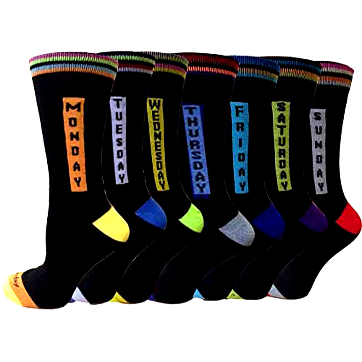 Men's 7 Pair Novelty 7 Days of the week cotton rich Every Day socks UK ...
