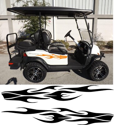 REFLECTIVE or Regular Flame Golf Cart Graphic Decals 2 Pairs of Vinyl ...