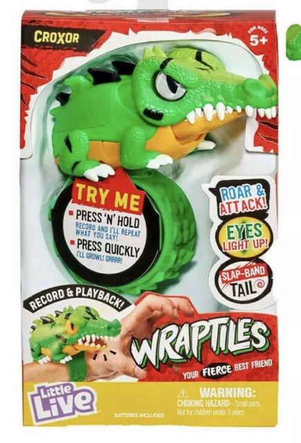 Little Live Pets Wraptiles Croxor Light up Eyes 25 Sounds Slap Band ...