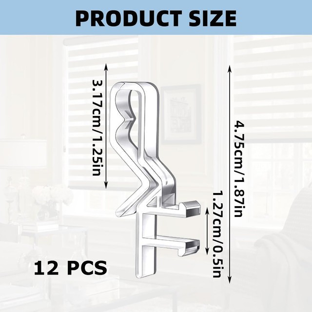 12 PCS Hidden Channel Valance Clips 1.87Inch Clear Plastic Window ...