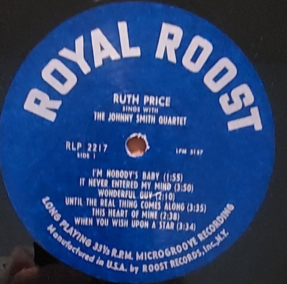 RUTH PRICE LP RUTH PRICE SINGS WITH THE JOHNNY SMITH QUARTET ROOST 1956 ...