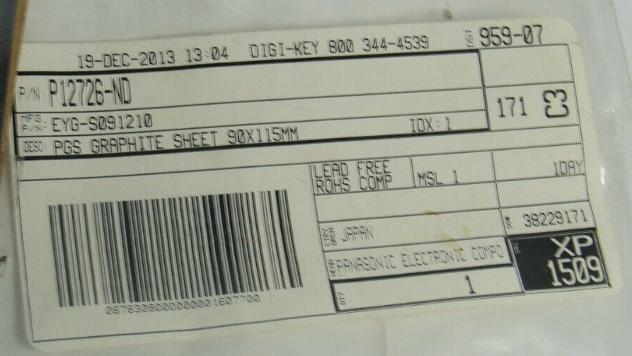 Digi-key Corporation PGS Graphite sheet p12726-nd / EYG-S091210 | eBay