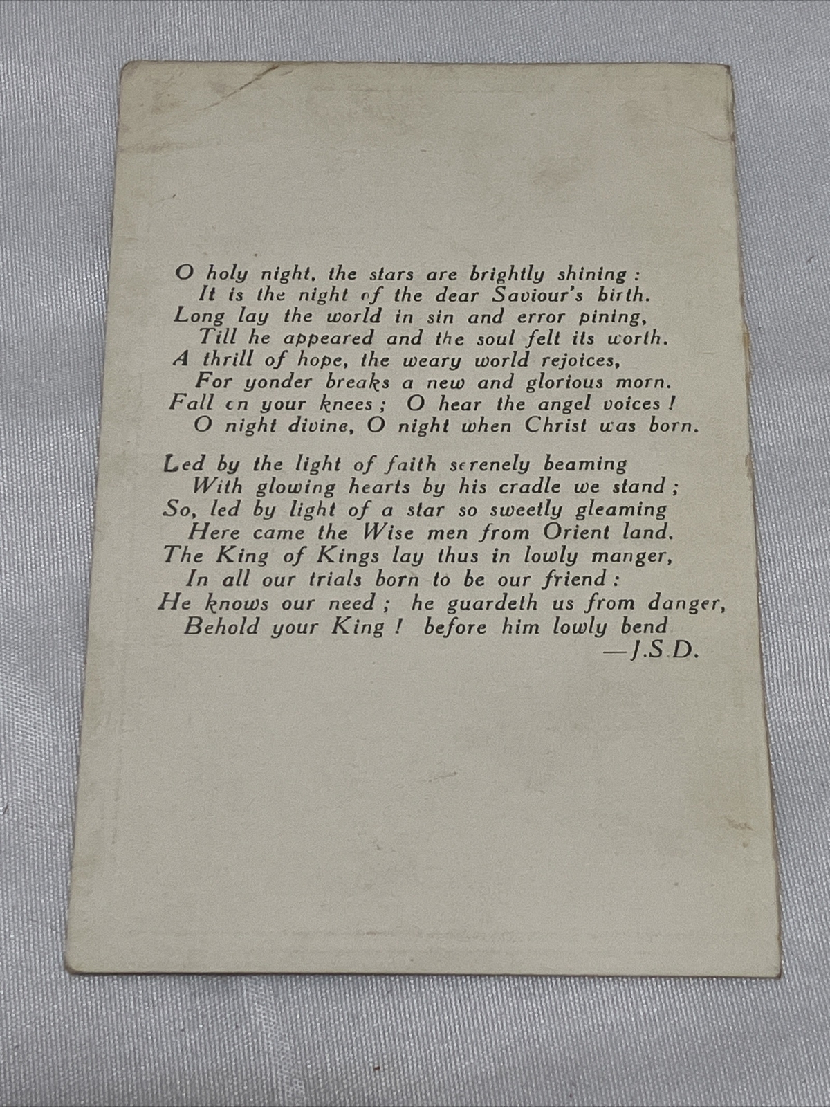 Rare Antique J.S.D. Religious O Holy Night Trading Card Christianity ...