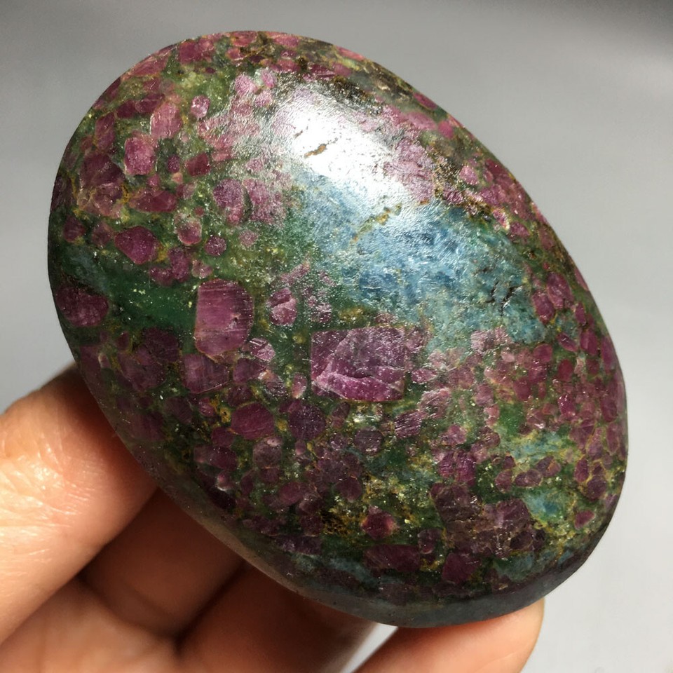 114g Natural Red Ruby in Green Zoisite Crystal Gem DT palm HEALING | eBay