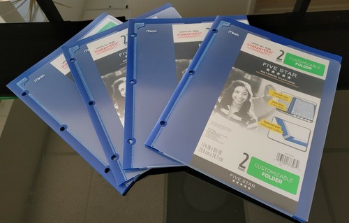 4 Pack of Blue Five Star Customizable 2-Pocket Plastic Folders | eBay