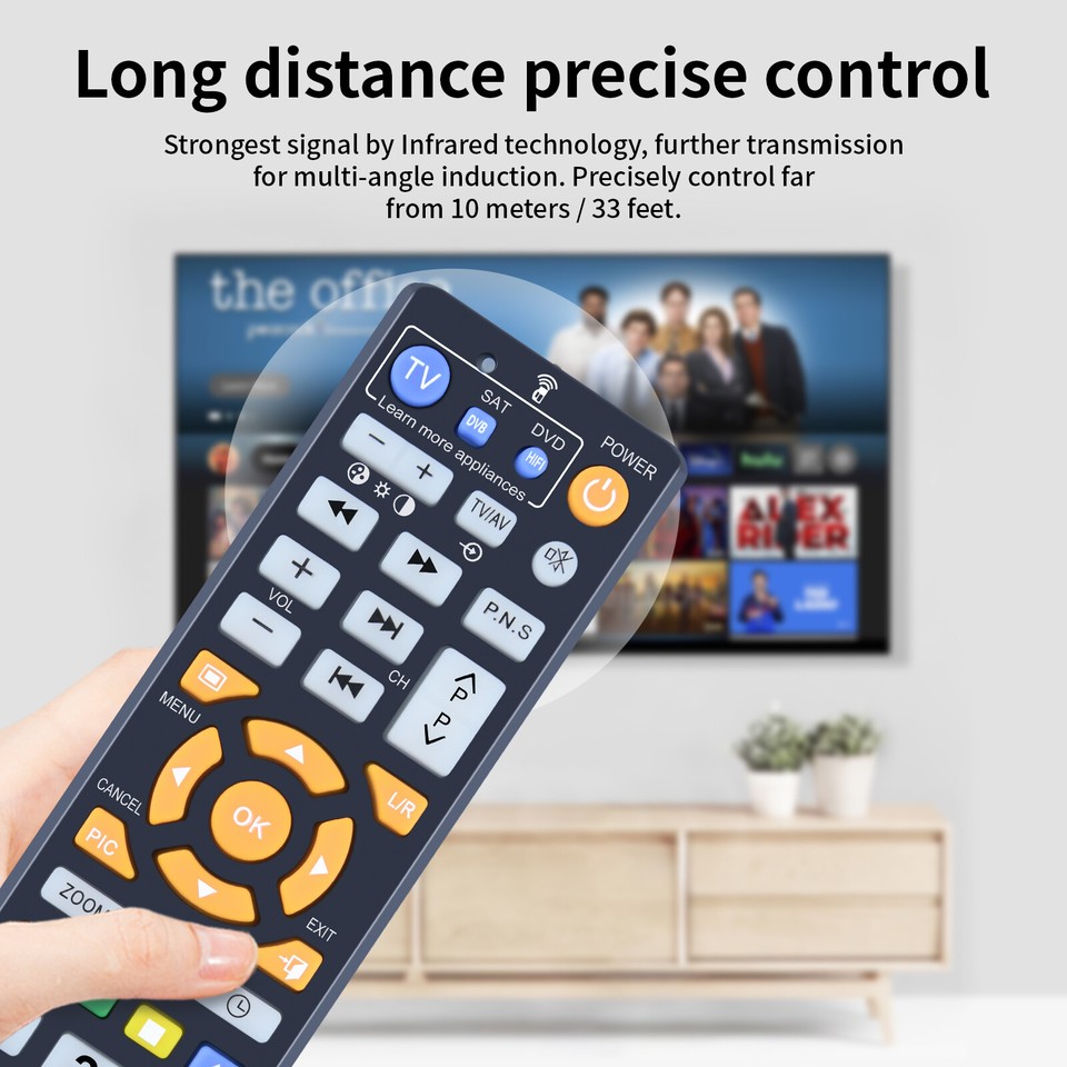 Universal Learning Remote Control L336 For TV VCR CBL DVD SAT STR-TV CD ...