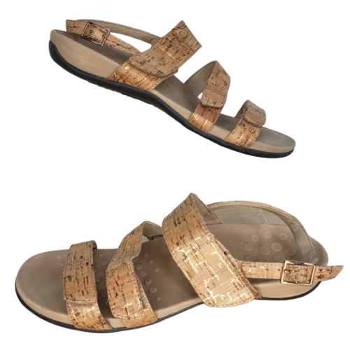 Vionic Teagan Sandals Size 9 Natural Cork Gold Comfort 40 EU Ankle ...