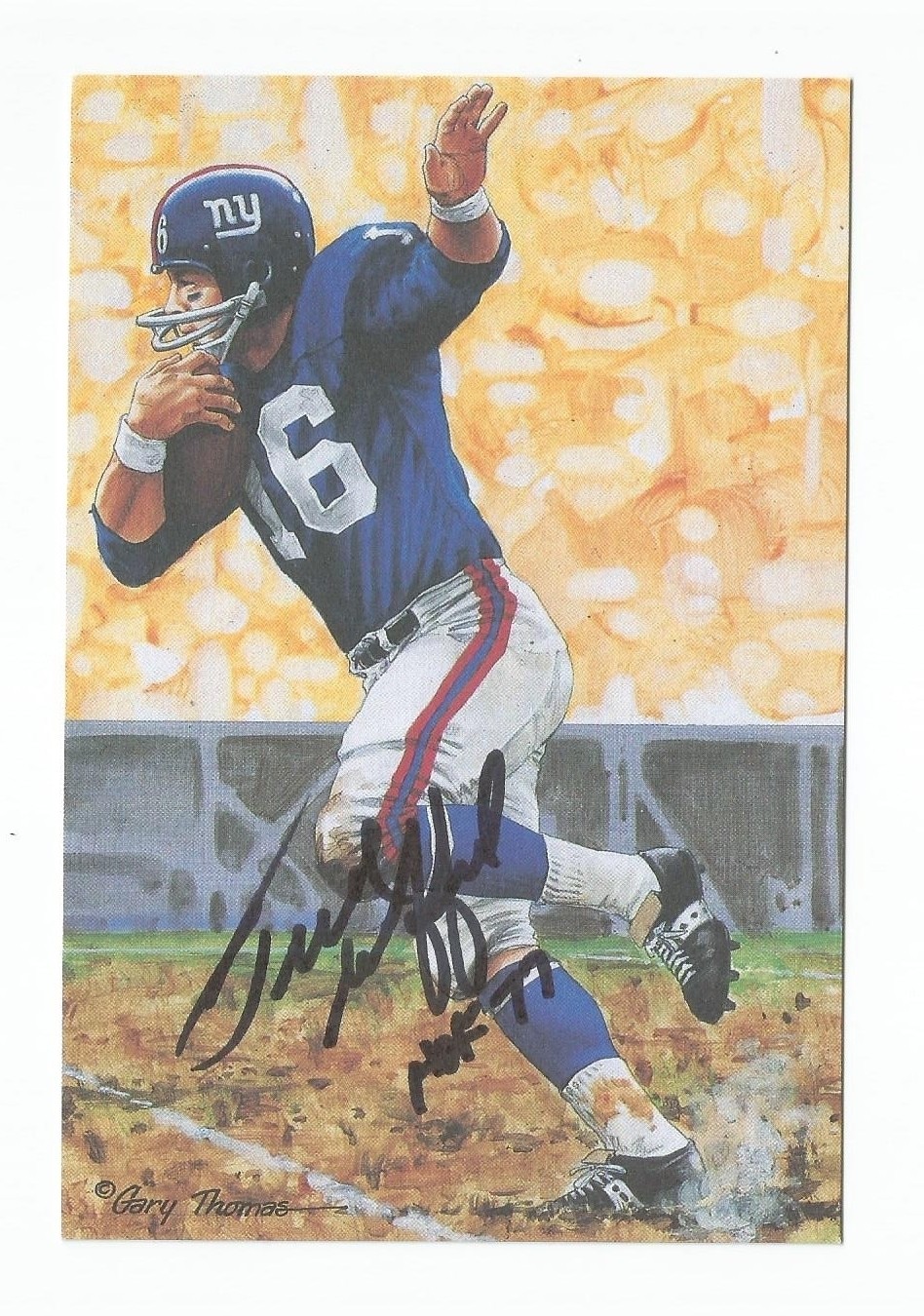 FRANK GIFFORD Signed/Autographed GOAL LINE ART CARD GLAC Series One 1 w/COA | eBay