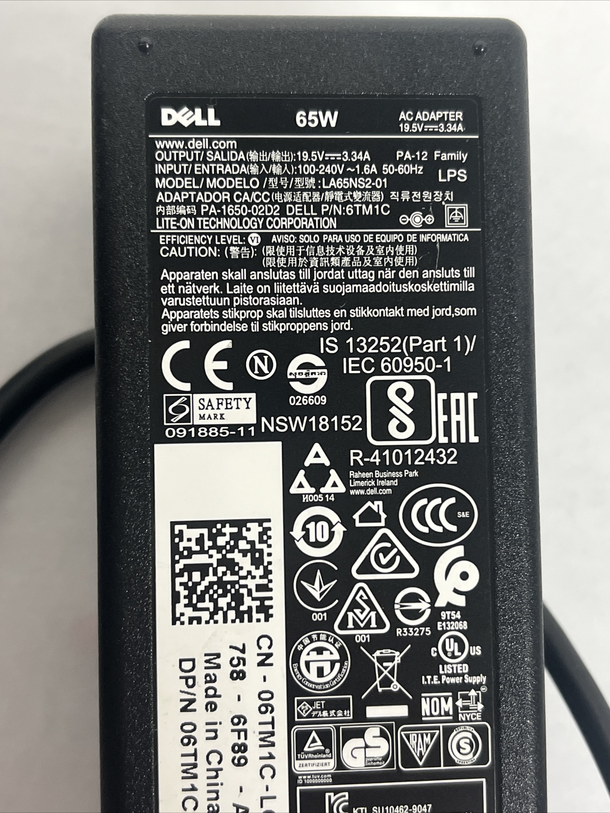 Lot Genuine Dell 65W AC Adapter Charger Power Cord 19.5V 3.34A Round ...