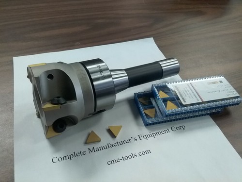 3" 90 degree indexable face shell mill,R8 shank,20 extra TPG322 inserts ...