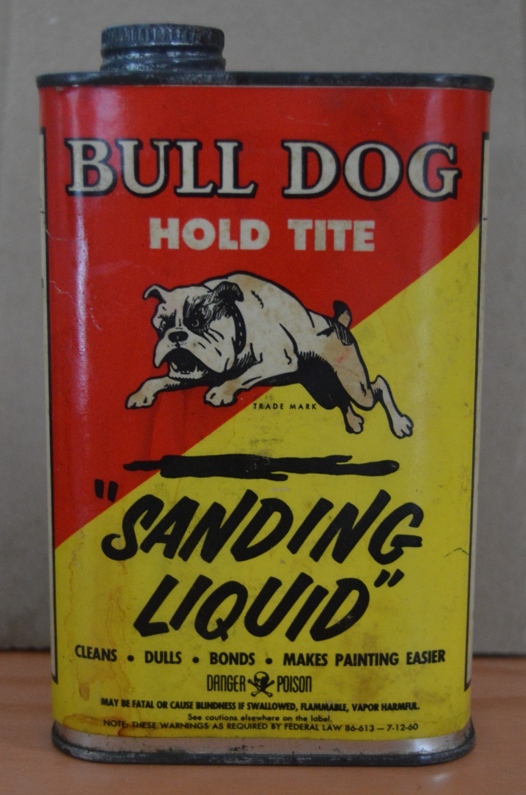 Vintage Bull Dog Hold Tite Sanding Liquid Pint Can - empty | eBay