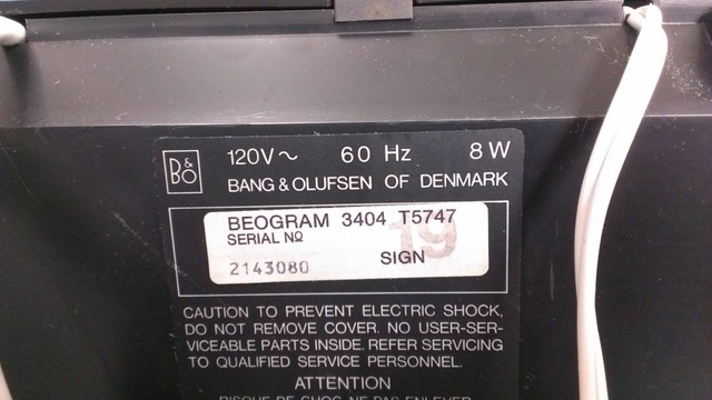 Bang & Olufsen Beogram 3404 Turntable W/ MMC 20en Cartridge for sale ...