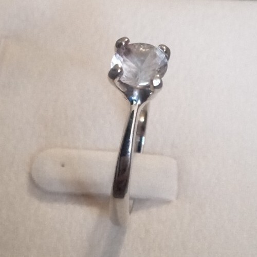 Vintage Avon Sterling Silver Cubic Zirconia Solitaire Engagement Ring ...