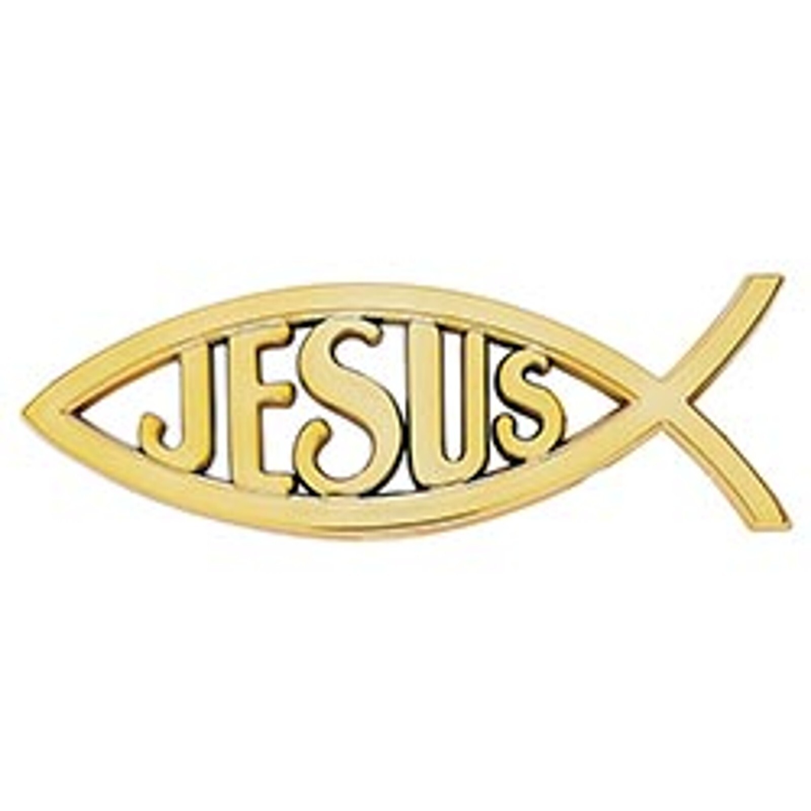 3-D GOLD FINISH Ichthus Auto Emblem fish w/ JESUS Car Plaque FREE S/H w ...