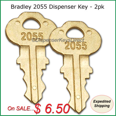 #2055 Key for Bradley Paper Towel & Toilet Tissue Dispensers - (2/pk ...