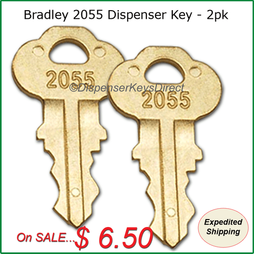 #2055 Key for Bradley Paper Towel & Toilet Tissue Dispensers - (2/pk ...