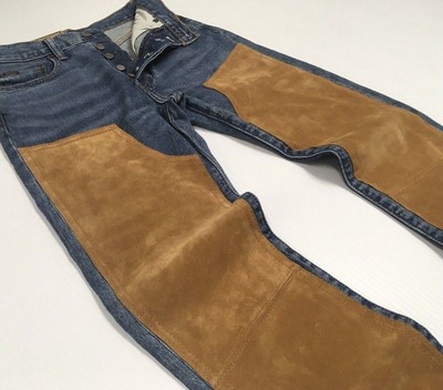 $798 Polo Ralph Lauren Cowgirl Suede Leather Patchwork High Rise Slim ...