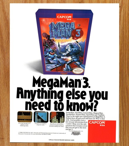 Megaman 3 Capcom Nintendo NES - Video Game Print Ads Poster Promo Art ...