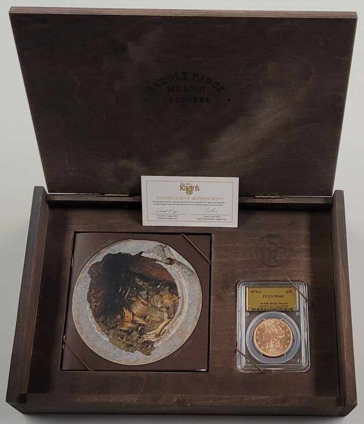 1878-S PCGS MS60 Saddle Ridge Hoard $20 GOLD COIN w/COA and Collector's ...