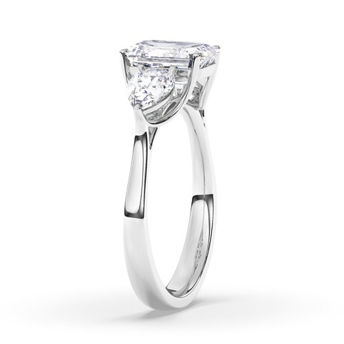 Emerald Solitaire 950 Platinum Trilogy Ring,2 ct, F/VS1 , Lab-grown IGI ...