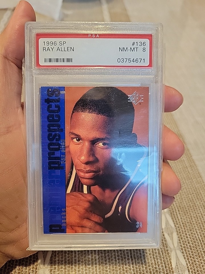 1996 SP Ray Allen #136 PSA 8 MINT Rookie RC NBA HOF Bucks | eBay