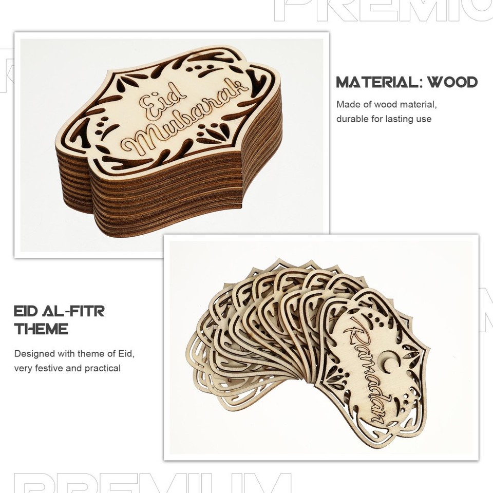 20PCS Wooden Eid Desktop Decoration Ramadan Hanging Ornament for Home ...