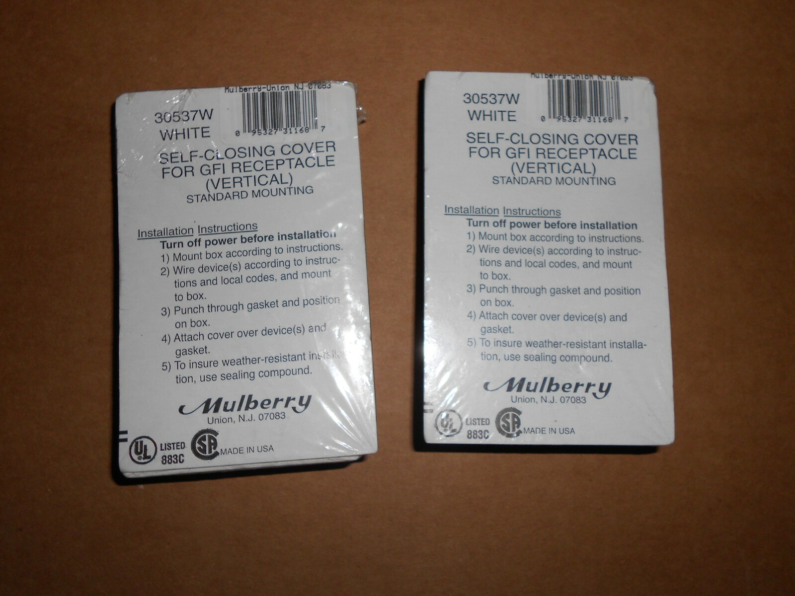 2 Mulberry 30537W Weatherproof Cover 1-gang White Vertical GFI Self ...