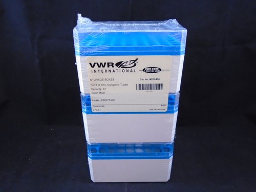 VWR Polycarbonate 3-4mL Blue Cryogenic 81-Slot Storage Freezer Box ...