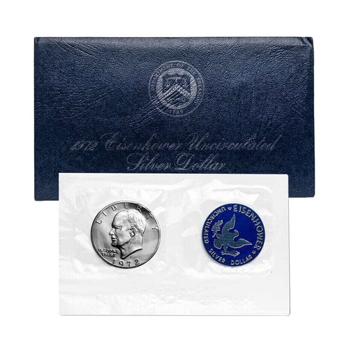 1972 S IKE Eisenhower 40% Silver Dollar US Coin Blue Ike Brilliant ...