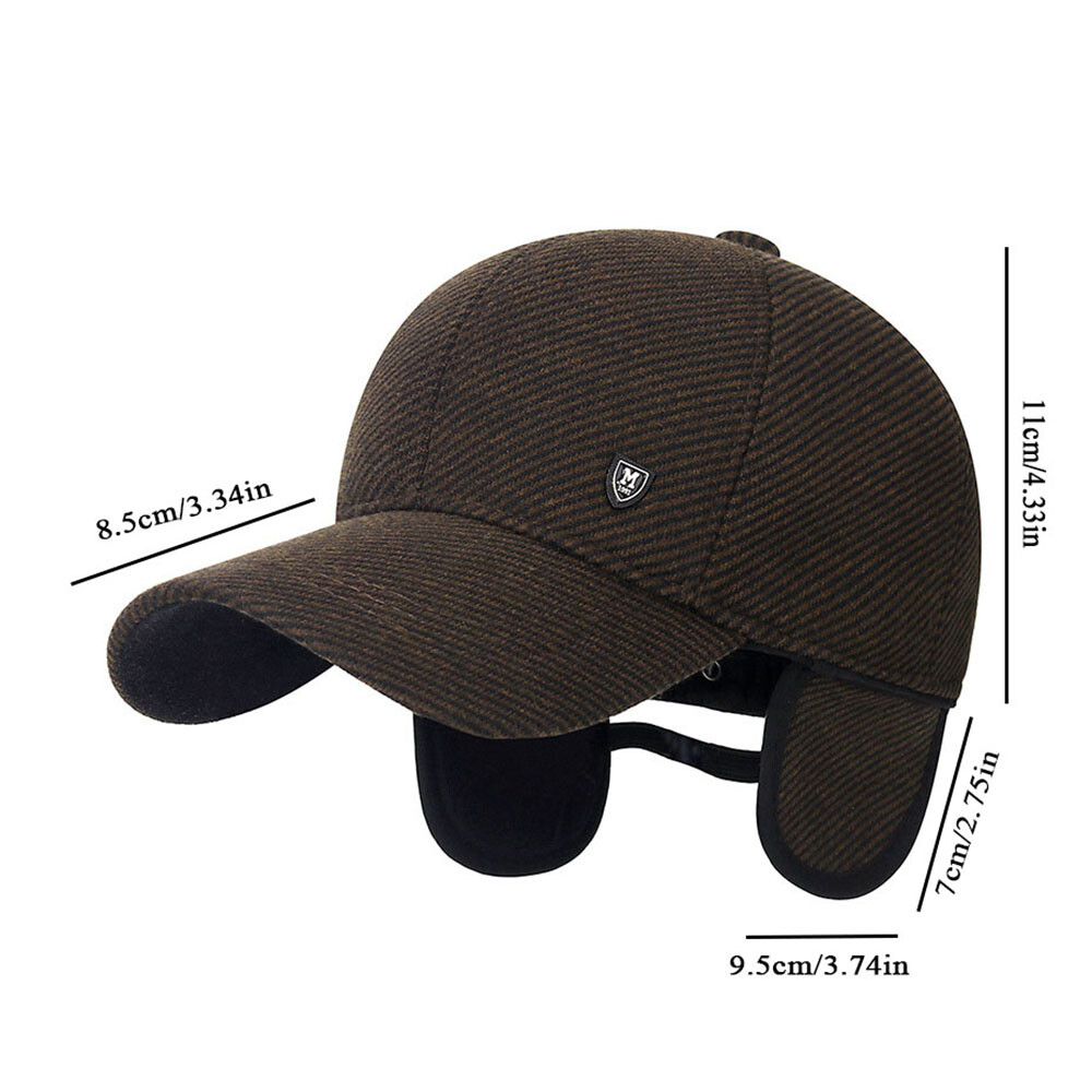 Men's Warm Baseball Cap Ear Flaps Thicken Cotton Snapback Hats Caps ...