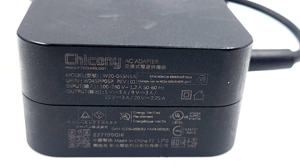 Valve Steam Deck Genuine OEM CHICONY POWER SUPPLY W20-045N1A Charger ...