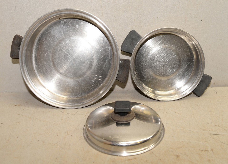 Rena Ware sauce pan 9 1/2 & 7 1/4 with lid 18-8 3 ply stainless steel ...