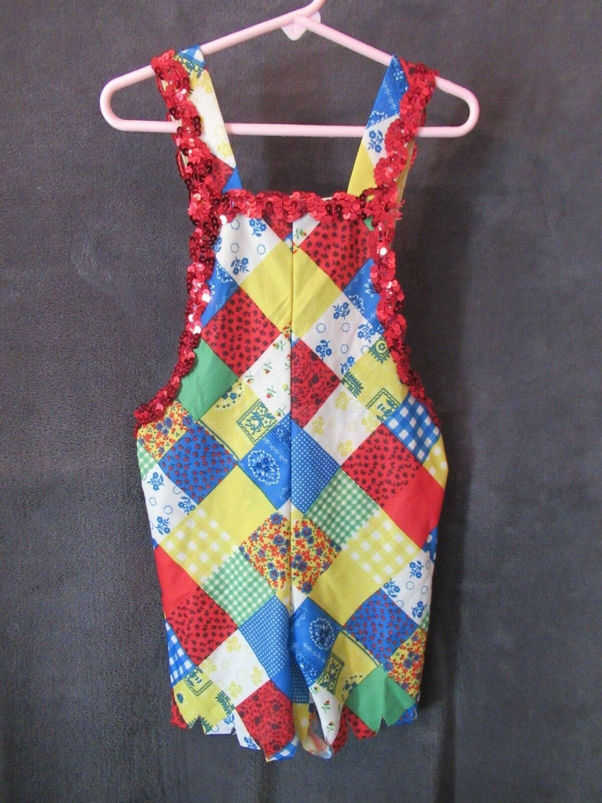 60's Vintage Kids Dansco Colorful Clown Jumper Sequin Overall Shorts ...