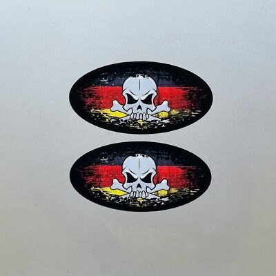 2x Germany German Flag Skull Fade to Black Oval Vinyl Sticker For Car ...
