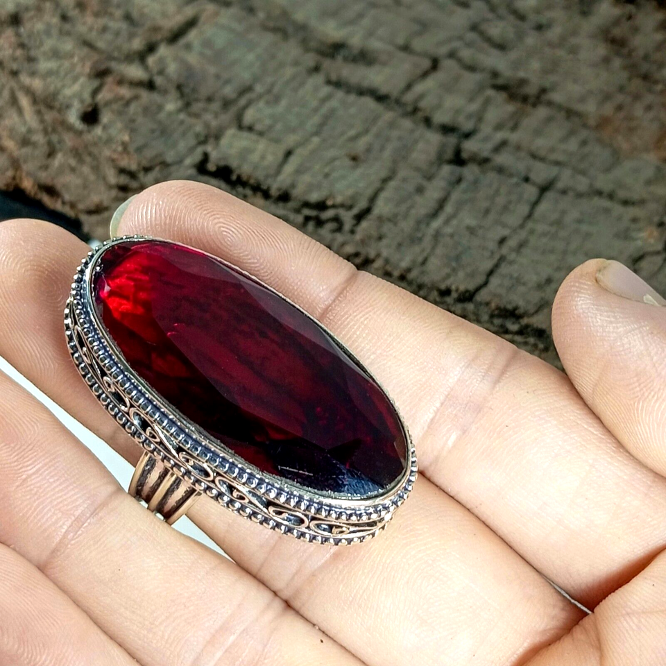 Garnet Silver Ring 925 Sterling Silver Ring Handmade Gemstone Ring Women's Ring | eBay