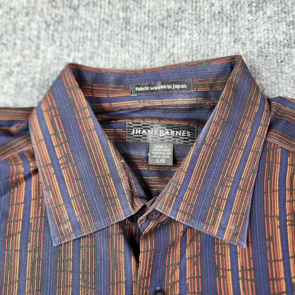Jhane Barnes Long Sleeve Dress Shirt Woven Cotton Blue Disco Mens Size ...