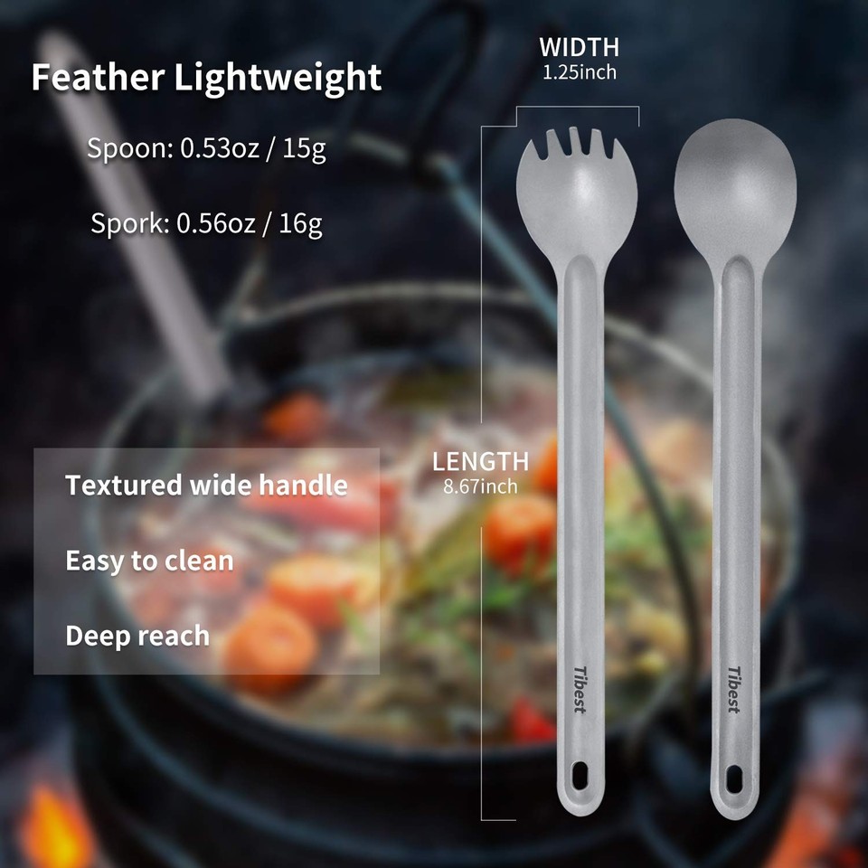 Titanium Spork Long Handle Camping Spoon Backpacking Spork Titanium ...