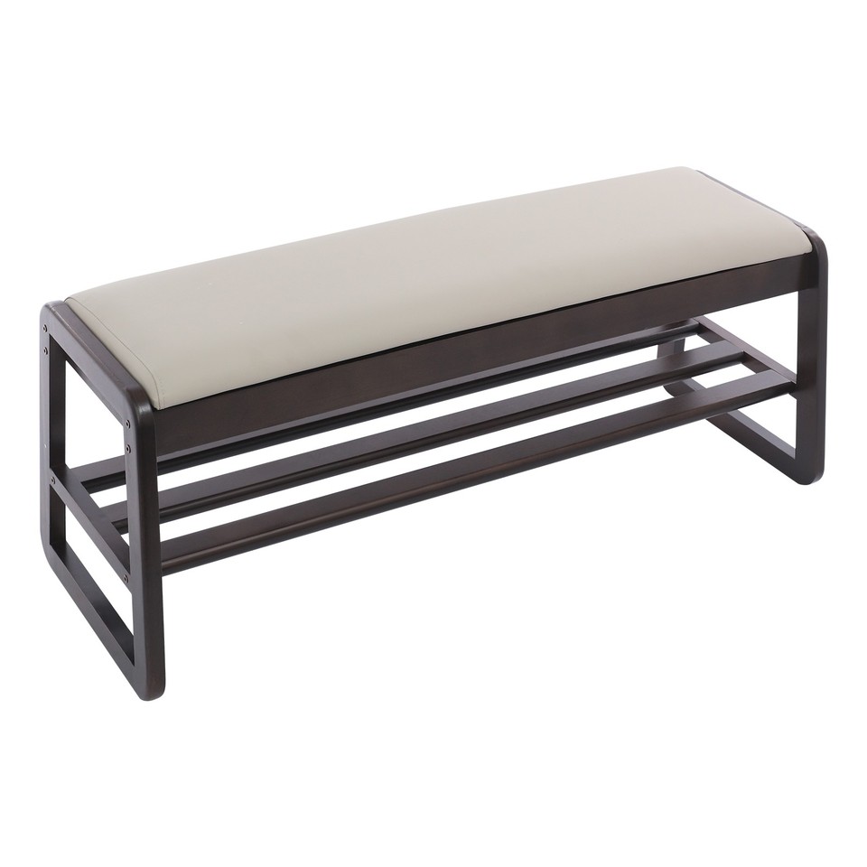 Entryway Shoe Bench Boots Rack W/ Cushion & Storage Space Shoes Stand ...