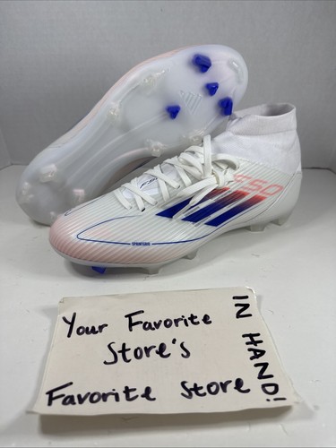 Adidas F50 League Mid FG MG Soccer Cleats ID9190 White Blue Red Women's ...