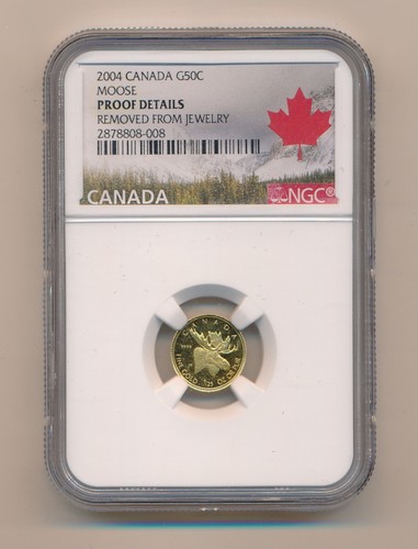 2004 Coin, Canada Coin, 50 Cents Coin, Moose, Proof Detail, NGC, Gold ...