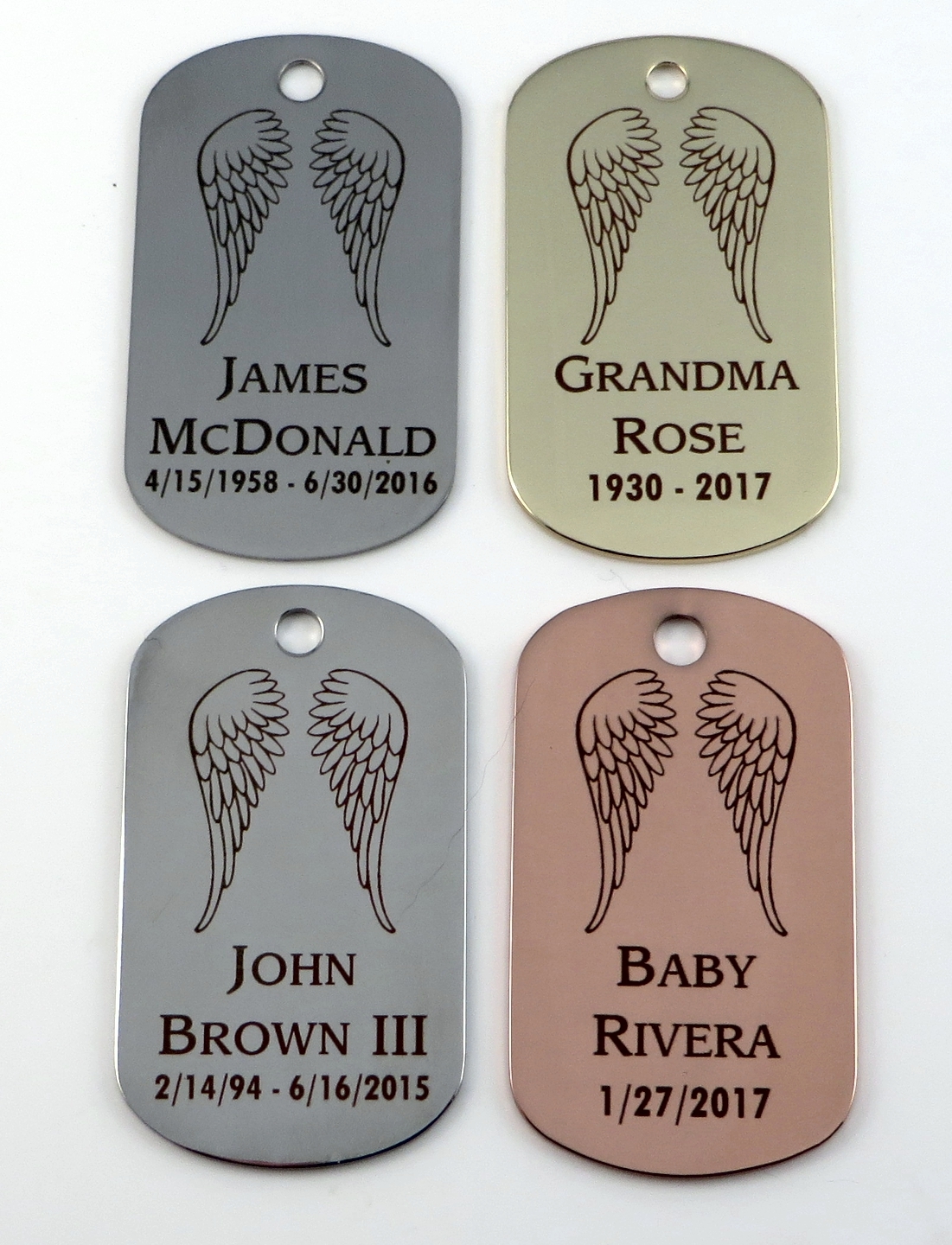 Angel Wings Memorial Tag - Free Custom Engraving | eBay