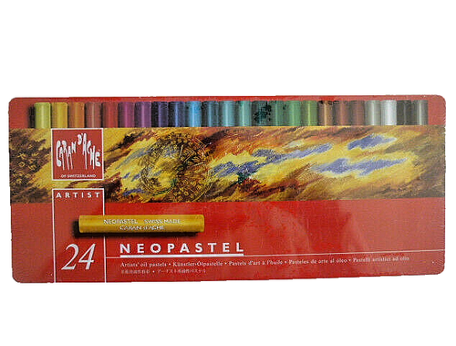 CARAN D'ACHE NEOPASTEL, NEW UNUSED SET OF 24 IN ORIGINAL METAL TIN | eBay