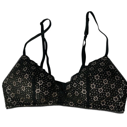 Aerie Real Happy Wireless Bra Womens Size 32B Black Nude Lace | eBay